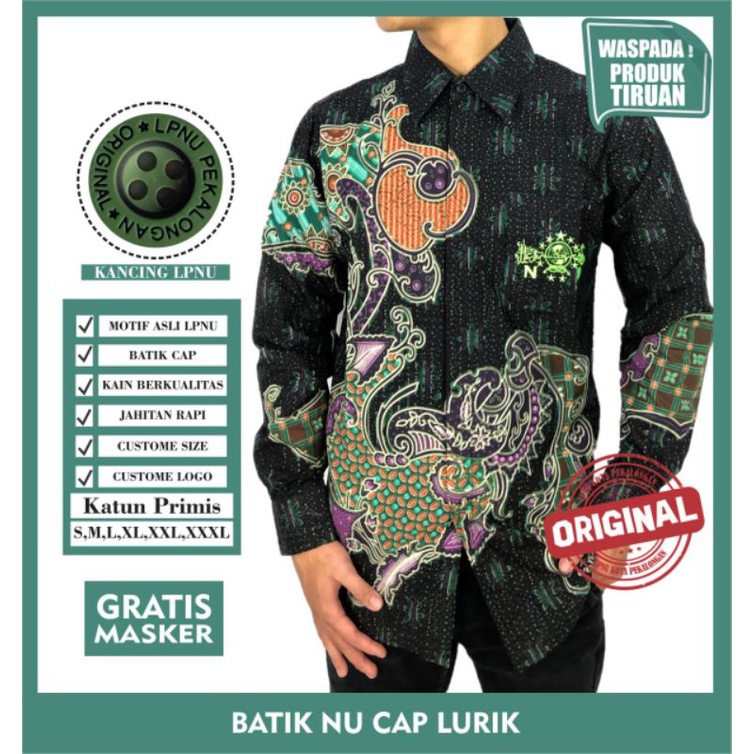 Jual Kemeja Batik Pria Hem Batik Pira Batik Cap Batik NU Motif Lurik ...