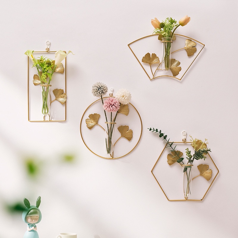 Jual Hiasan dinding Glass Golden Vase Transparan / Vas Bunga Tabung ...