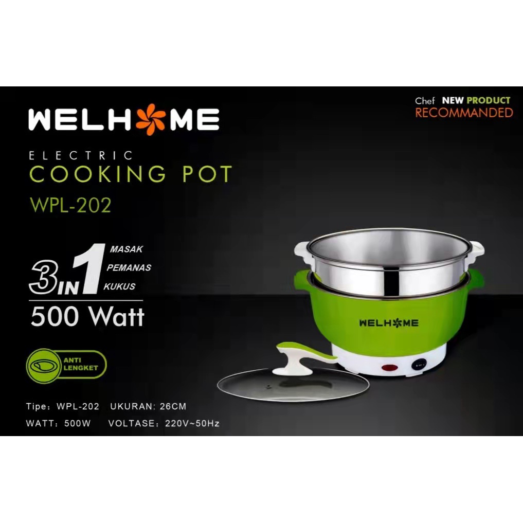 Jual Panci Elektrik / Cooking Pot Electric WELHOME WPL-202 3in1 Serbaguna | Shopee Indonesia