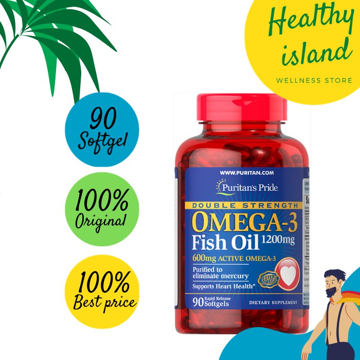 Jual Puritan's Pride Double Strength Omega 3 Fish Oil 1200 Mg - 90 Softgel | Shopee Indonesia
