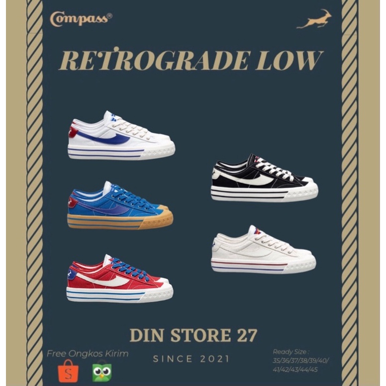 Jual Compass Retrograde Low ORIGINAL 100% (black white, red blue, white ...