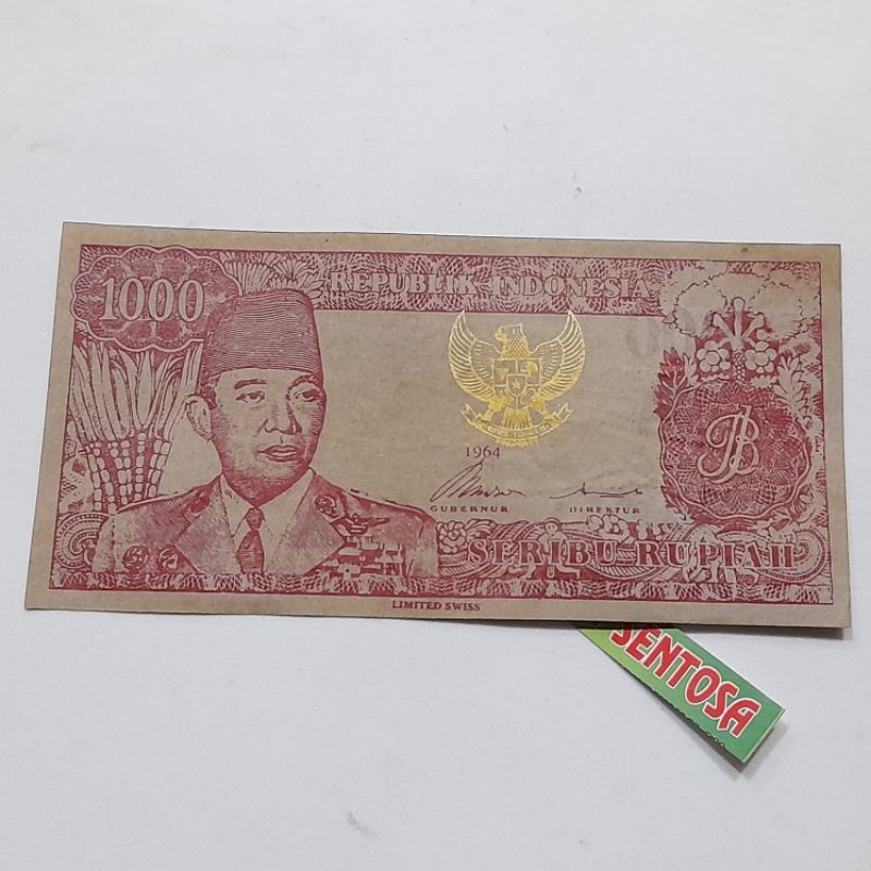 Jual uang soekarno serimpi 7 melengkung pecahan 1000 rupiah merah atau ...
