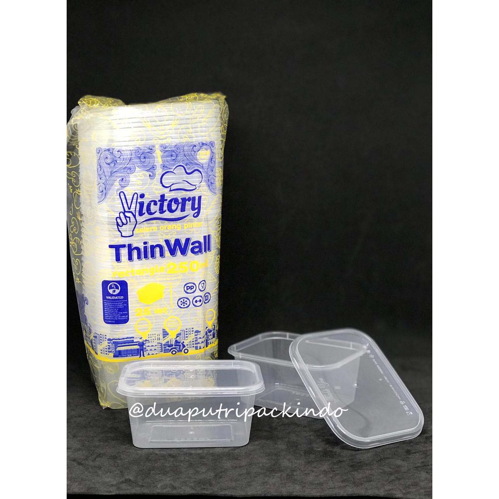 Jual ThinWall Kotak Persegi Panjang (Rectangle) 250 ml merk VICTORY (isi 25 set) | Shopee Indonesia