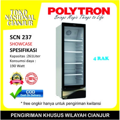Jual [CIANJUR] SHOWCASE POLYTRON SCN 237 L 4 RAK DISPLAY COOLER KULKAS ...