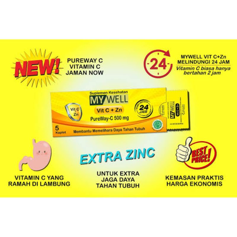 Jual My Well Vitamin C Plus Zn isi 5 Tablet | Shopee Indonesia