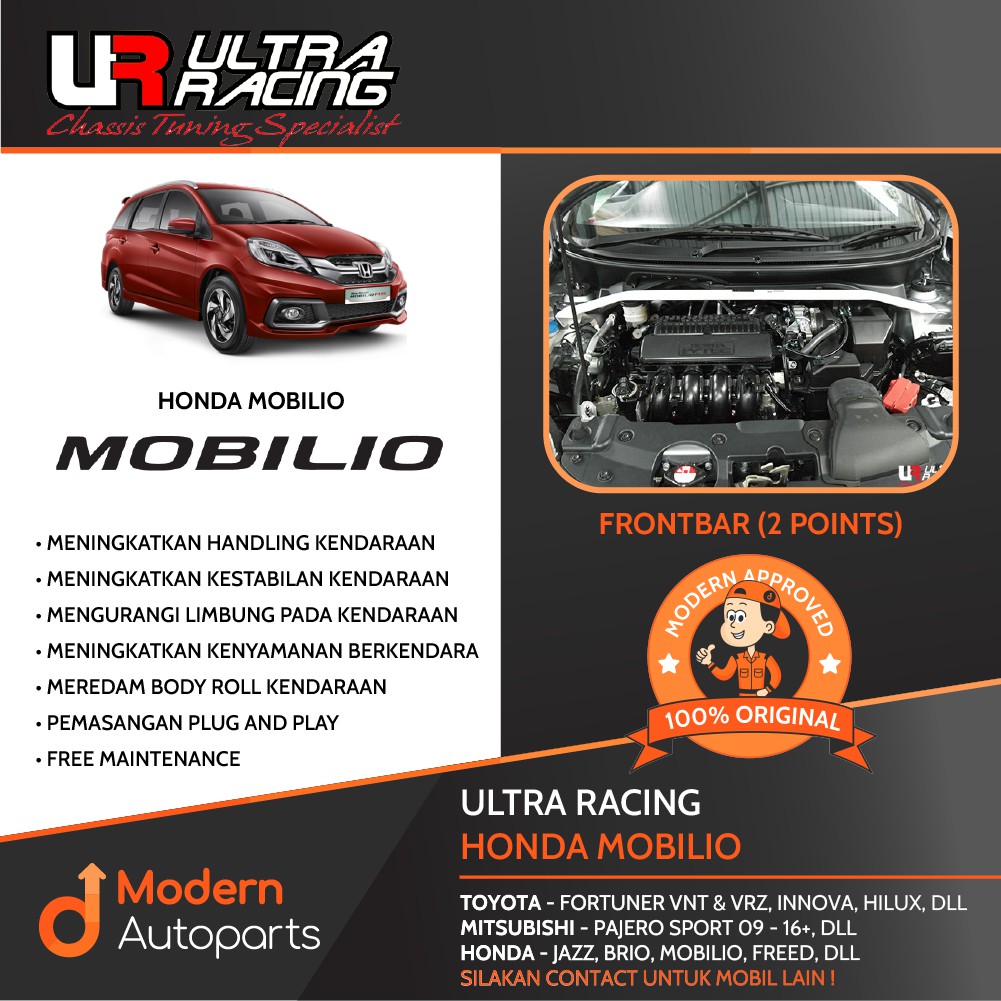 Jual Stabilizer Ultra Racing Honda Mobilio FRONTBAR STRUTBAR Plug n ...