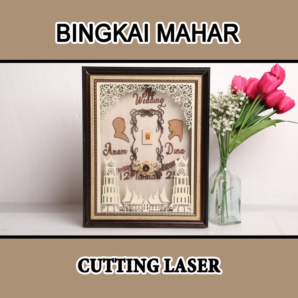 Jual Bingkai Mahar Rustic/Bingkai Mahar Cutting Laser/Bingkai ...
