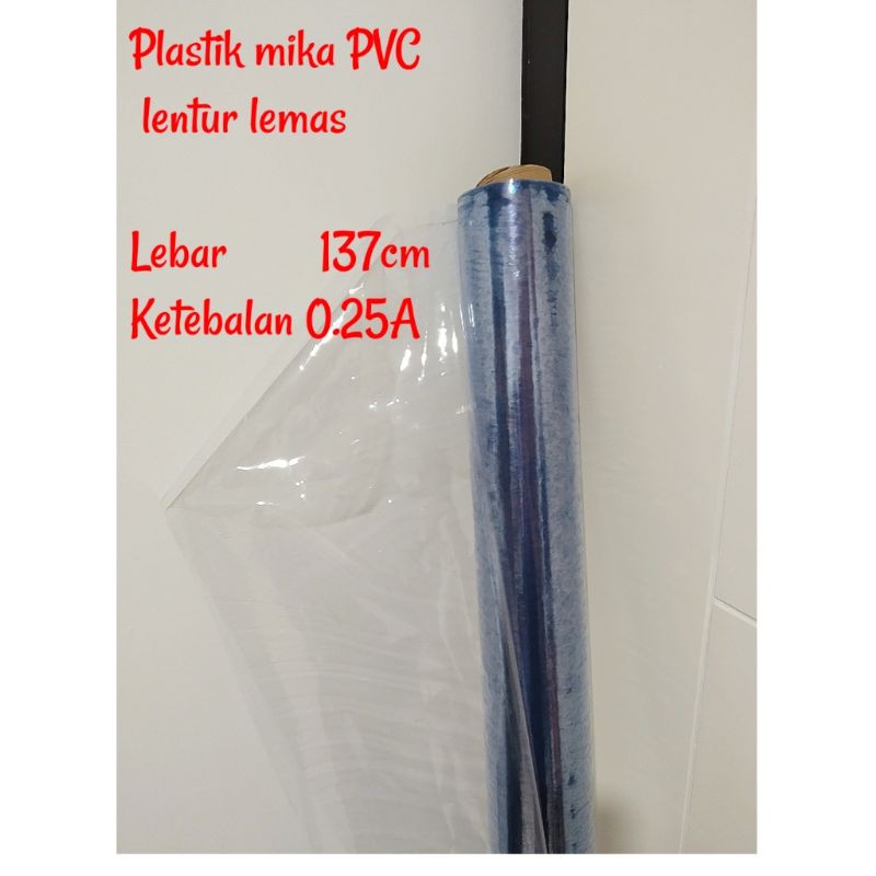 Jual PVC bening lentur plastik mika roll transparan ketebalan 0.25A untuk taplak meja tas jaket ...