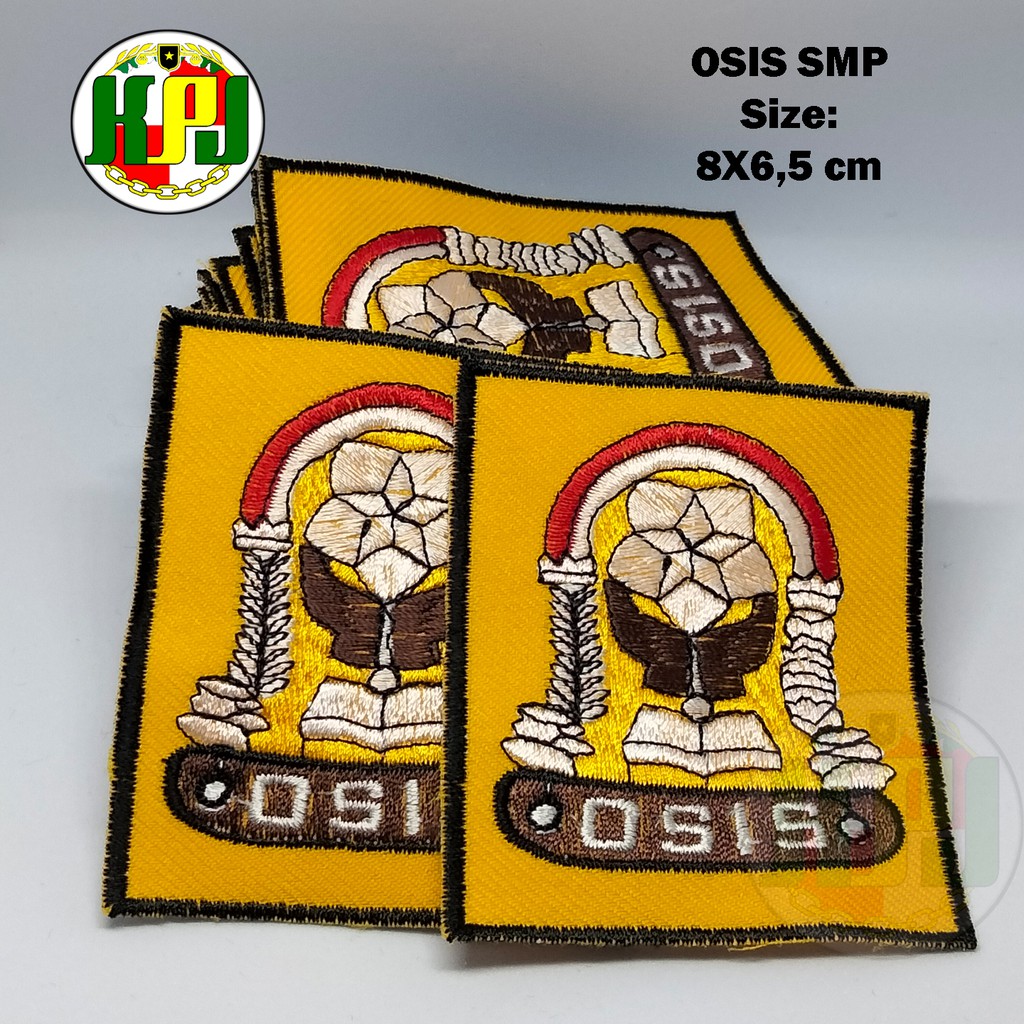 Jual bed/badge bordir logo sekolah custom osis smp ukuran 8x6,5 cm ...