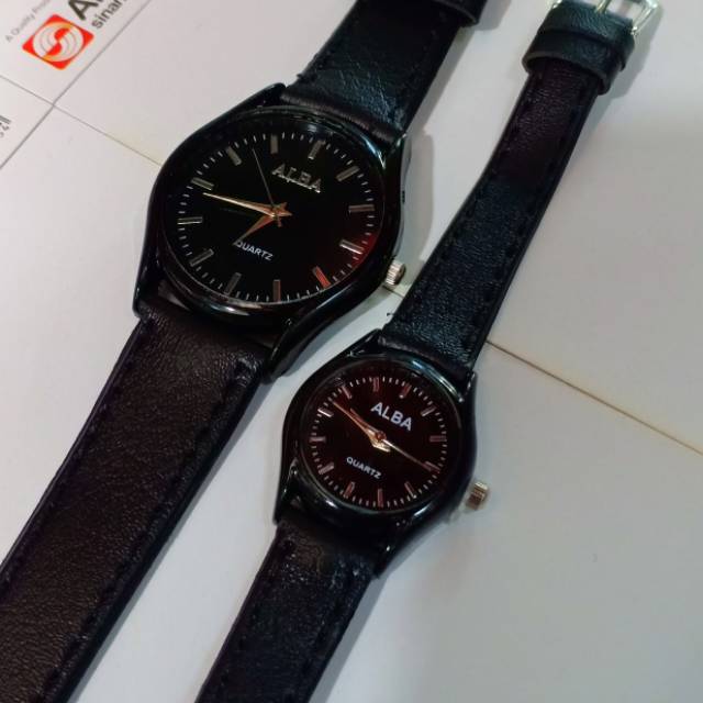 Jual JAM TANGAN ALBA COUPLE TALI KULIT | Shopee Indonesia