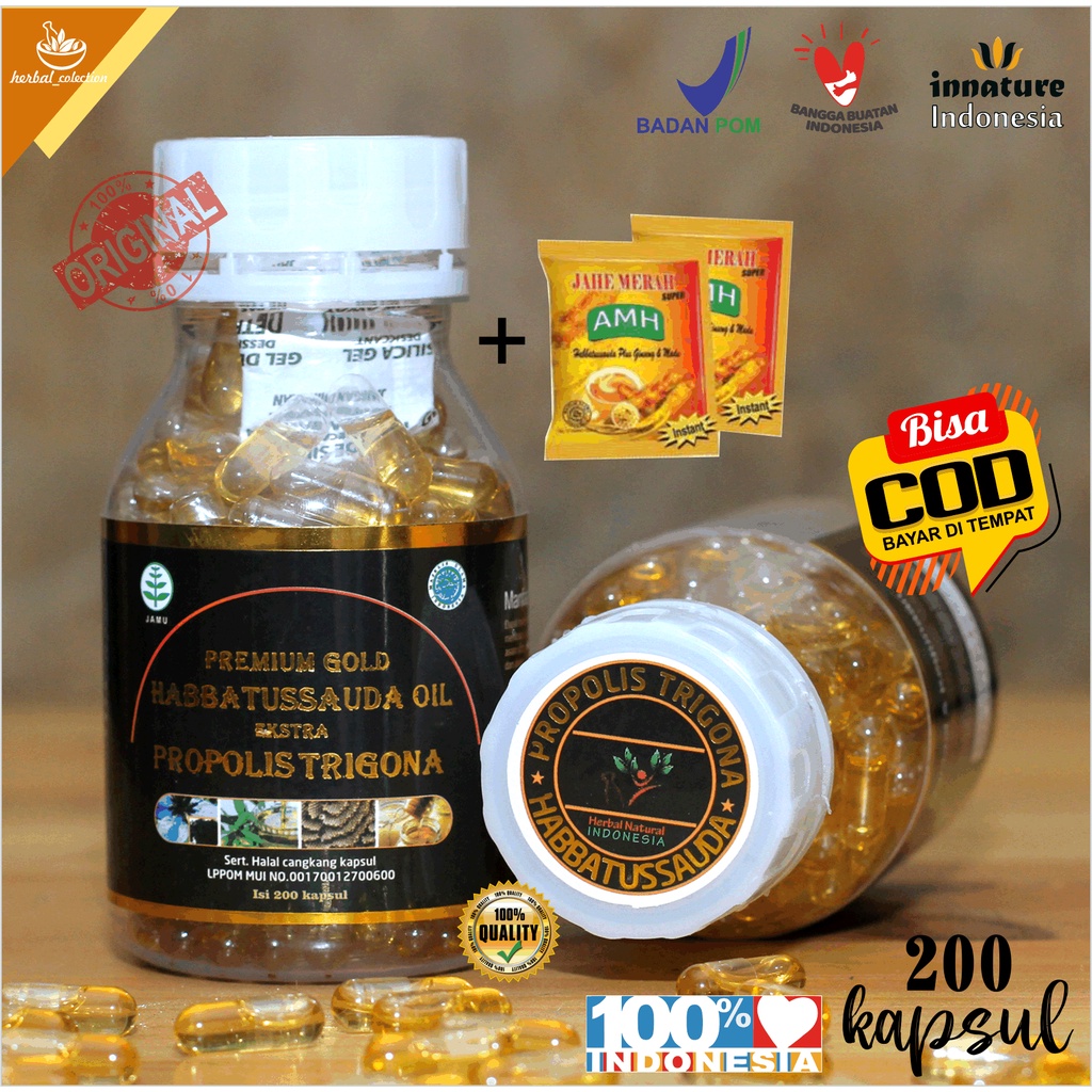 Jual Habbatussauda Extra Propolis Trigona 200 Kapsul | Habatusauda oil ...