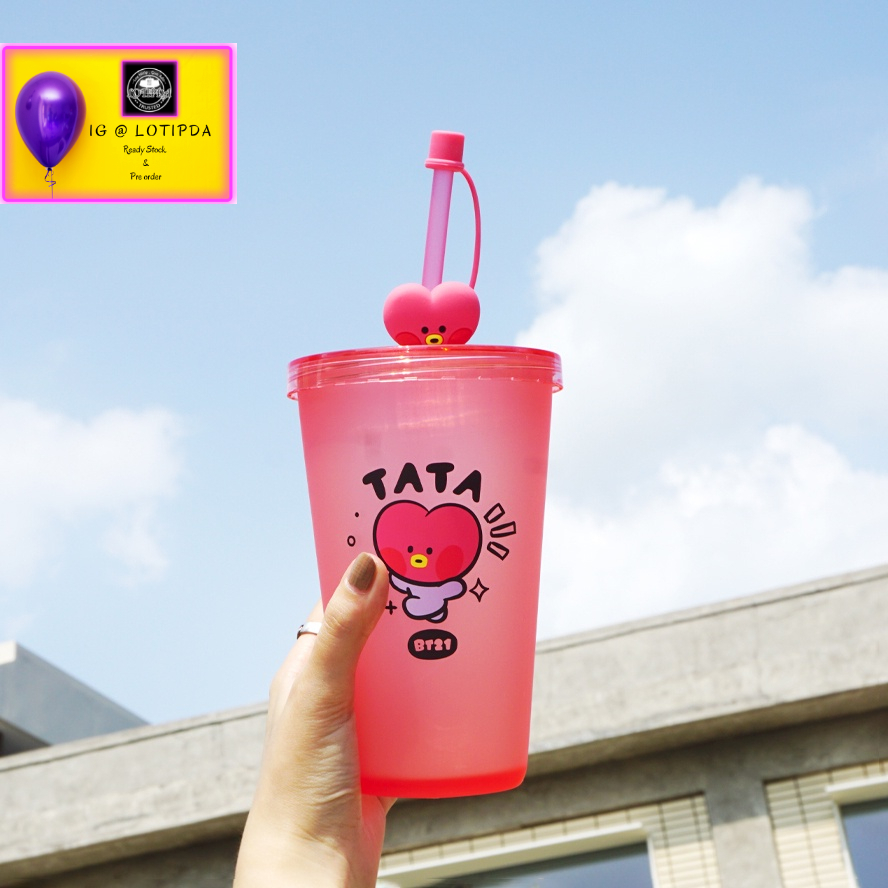 Jual READY STOCK - BTS BT21 minini STRAW ICE TUMBLER COLD CUP OFFICIAL ...