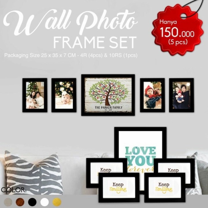 Jual Pigura Foto - Wall Photo Frames Set - Isi 5 pcs | Shopee Indonesia