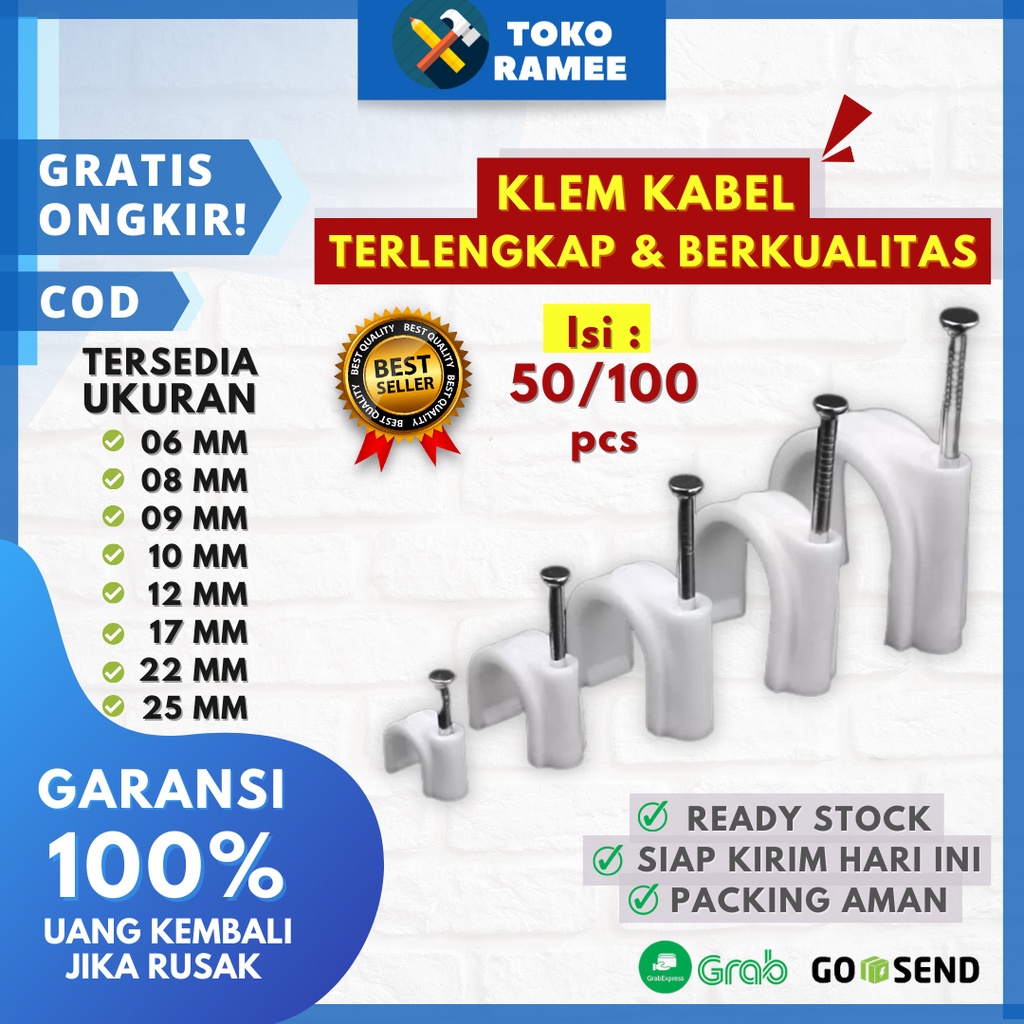 Jual Klip Kabel / Klem / Penjepit Kabel Dinding Besar / Cable Organizer ...