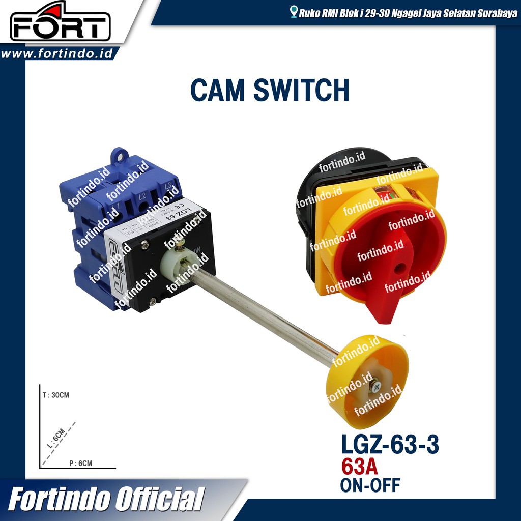 Jual LBS LGZ-63-3 3P 63A ON OFF Saklar Manual Putar Din-Rail Handle Operation Merk FORT | Shopee ...