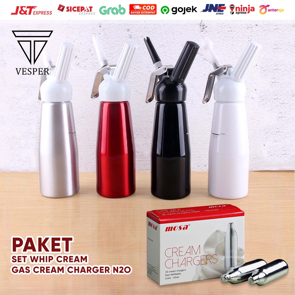 Jual Paket set whip cream + gas cream charger n2o / whipped cream ...