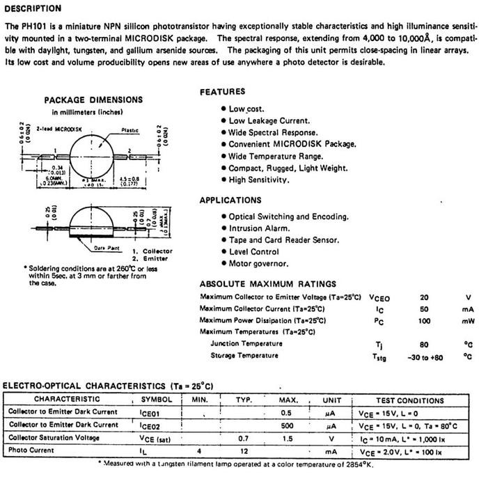 Jual Photo transistor PH101 NEC phototransistor darlington NPN epitacial tektron22 Ayo Beli ...