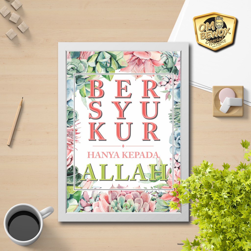 Jual Poster Hiasan dinding kaligrafi islami Bersyukur kepada Allah 3 ...