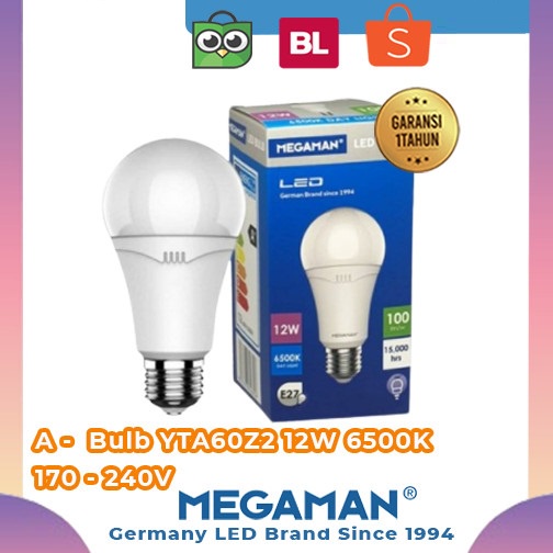 Jual LAMPU LED MEGAMAN Bulb YTA60Z2 12W 6500K Cool Daylight Putih | Shopee Indonesia