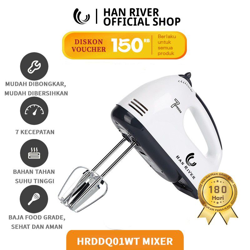 Jual promo HAN RIVER Mixer HRDDQ01WT pengaduk mikser hand mixer tangan ...