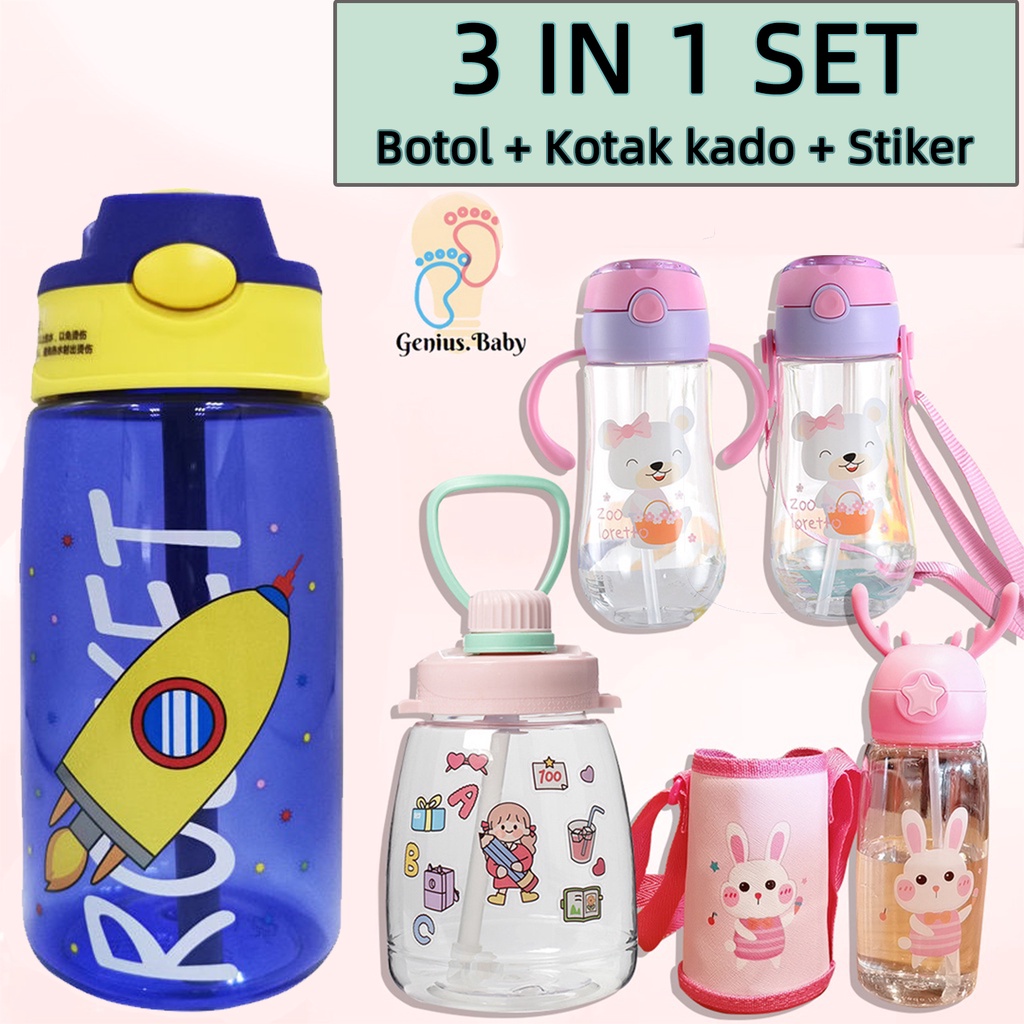 Jual Botol Minum Anak Desain Unik Variasi Motif Karakter terdapat Sedotan BPA FREE bottol minum ...