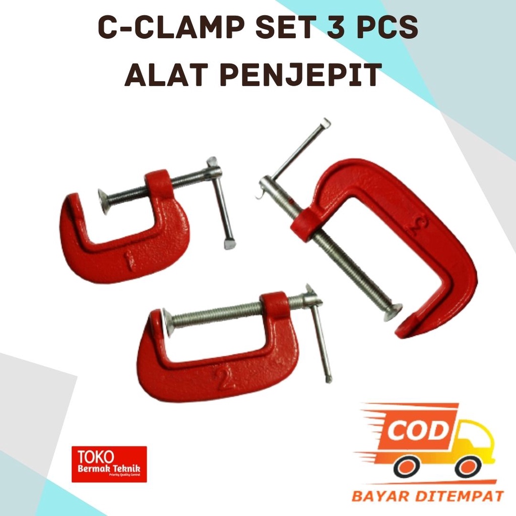 Jual Clamp SET 3PCS - Clamp C - Clamp C Set - Alat Penjepit - C Clamp ...