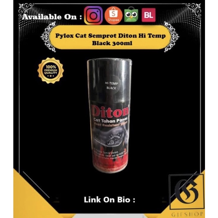 Jual Pylox Cat Semprot Diton Hi Temp Anti Panas Black 300ml | Shopee Indonesia