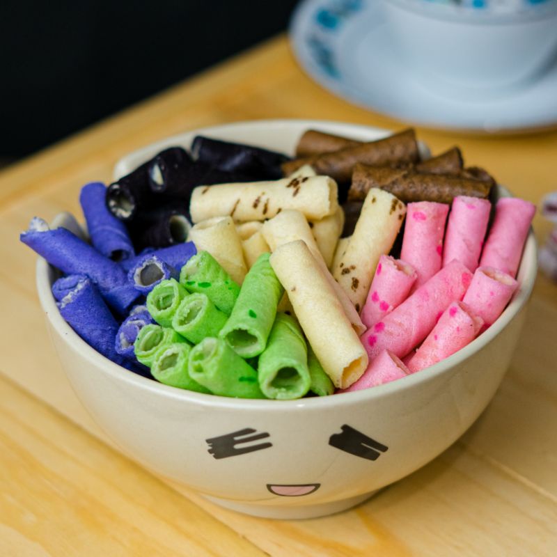 Jual 250gram Astor Mini/Panjang Wafer Roll 14 varian Greentea/Blueberry ...