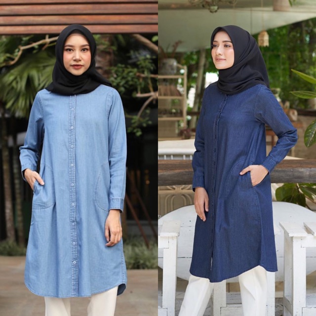 Jual Tunik Jeans by Heaven Lights (Free Booked) | Shopee Indonesia