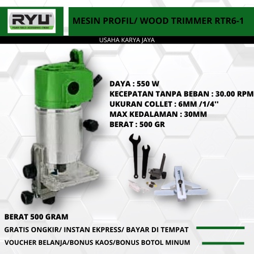 Jual Mesin Propil Router Trimmer Profil Kayu Wood RTR6-1 500w RYU ...
