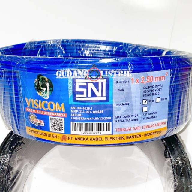 Jual Kabel Tunggal Listrik Standar PLN NYA 1 X 2.5MM VISICOM 50 Meter | Shopee Indonesia