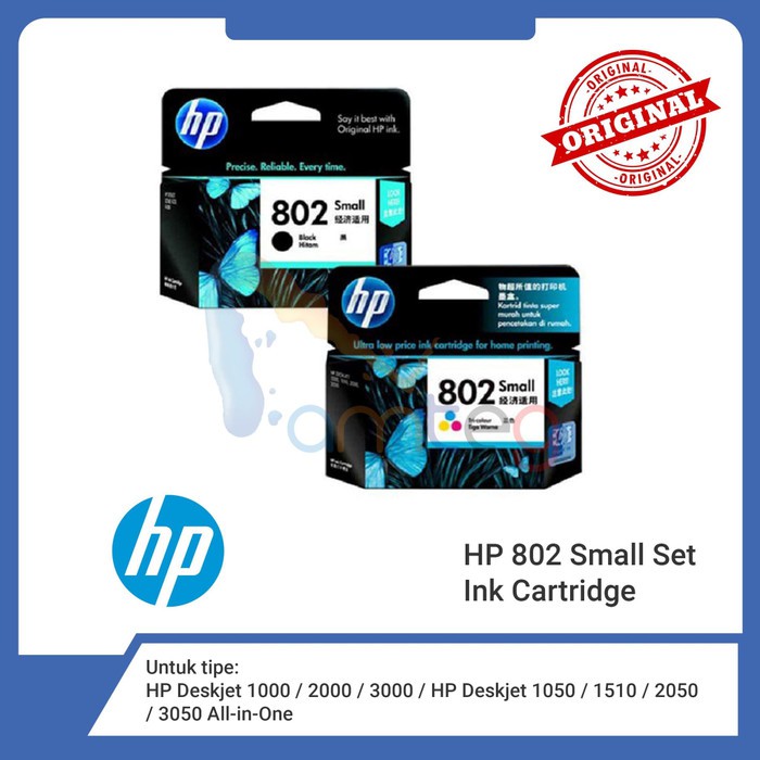 Jual HP Tinta 802 Small Ink Cartridge Set | Black & Tri Color | Shopee ...