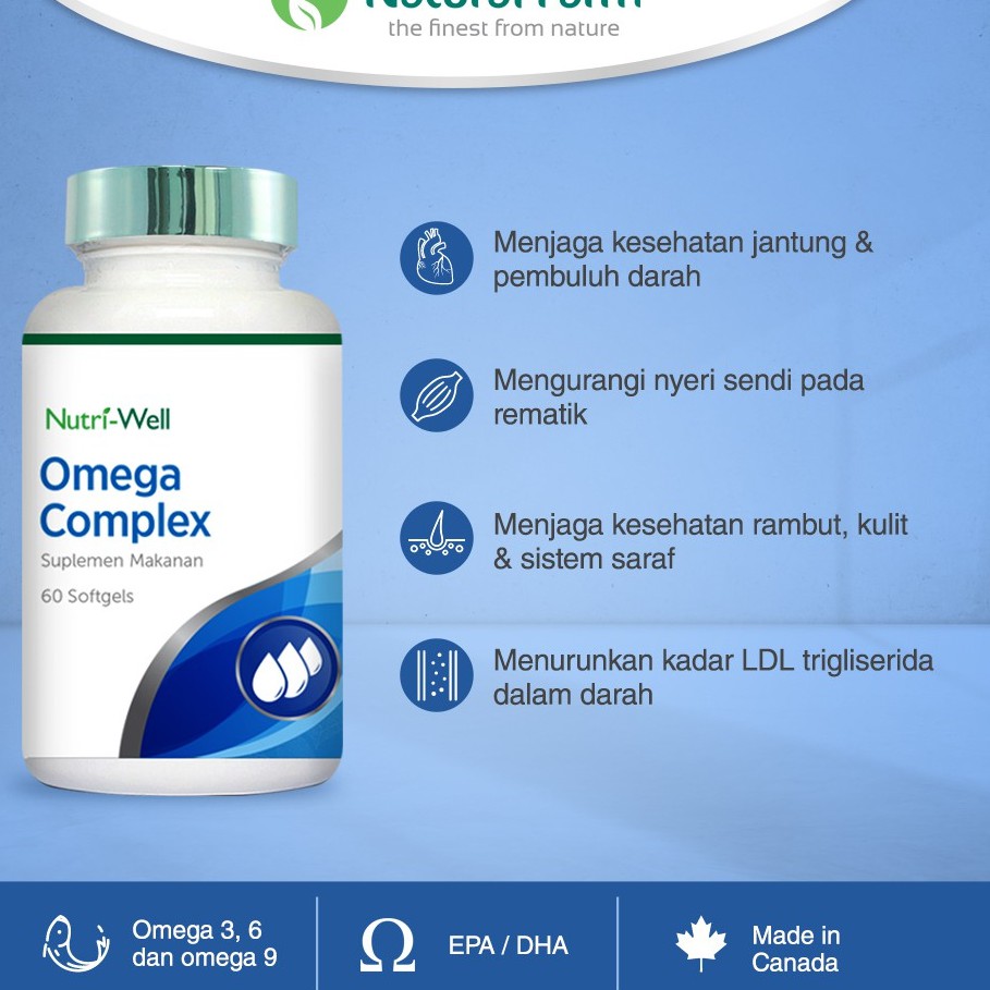 Jual Suplemen jantung anti hipertensi Omega Complex Nutriwell isi 60 ORI vitamin kesehatan ...
