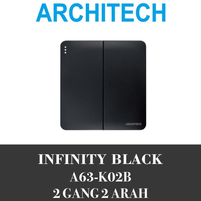 Jual ARCHITECH INFINITY BLACK A63-K02B Sakelar/CETEKAN Lampu 2 Gang 2 ...