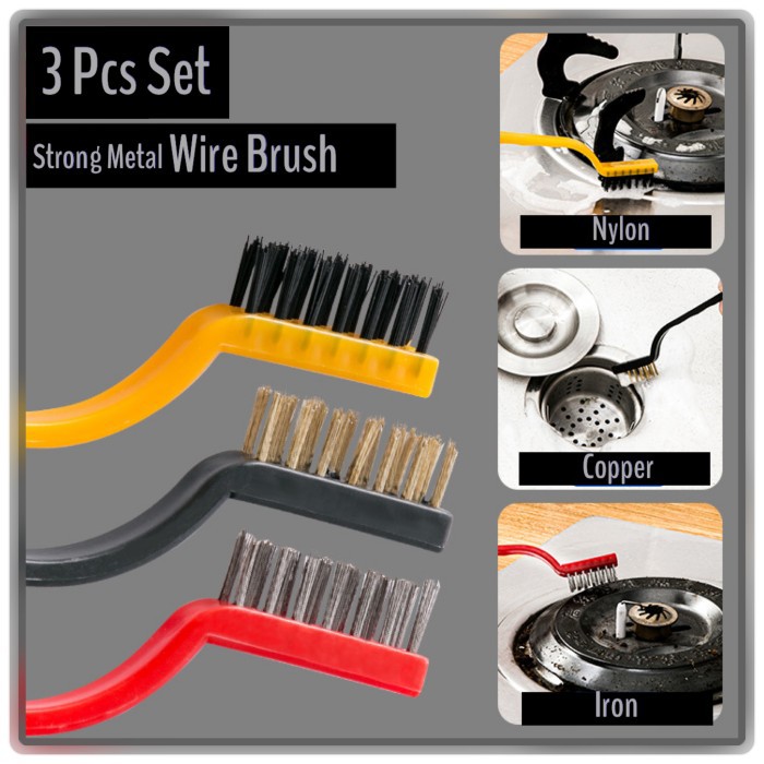 Jual SIKAT KAWAT BESI BAJA ANTI KERAK KARAT IRON COPPER NYLON 3PC SET ...