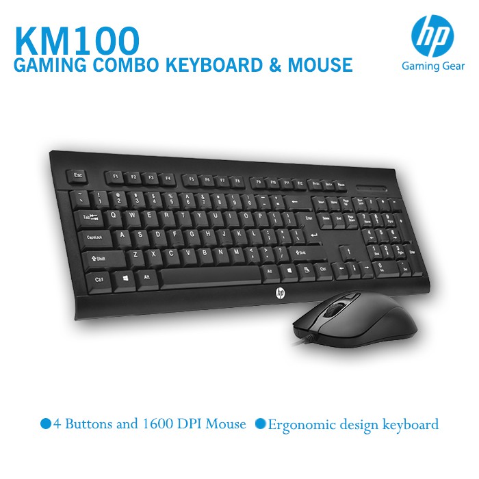 HP Combo Keyboard + Mouse Gaming KM100 | Shopee Indonesia