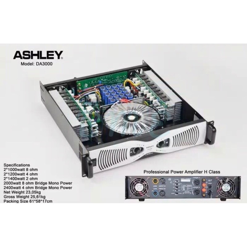 Jual POWER ASHLEY DA3000 POWER AMPLIFIER 2 X 1000 WATT CLASS H ( ORIGINAL ) Indonesia|Shopee ...