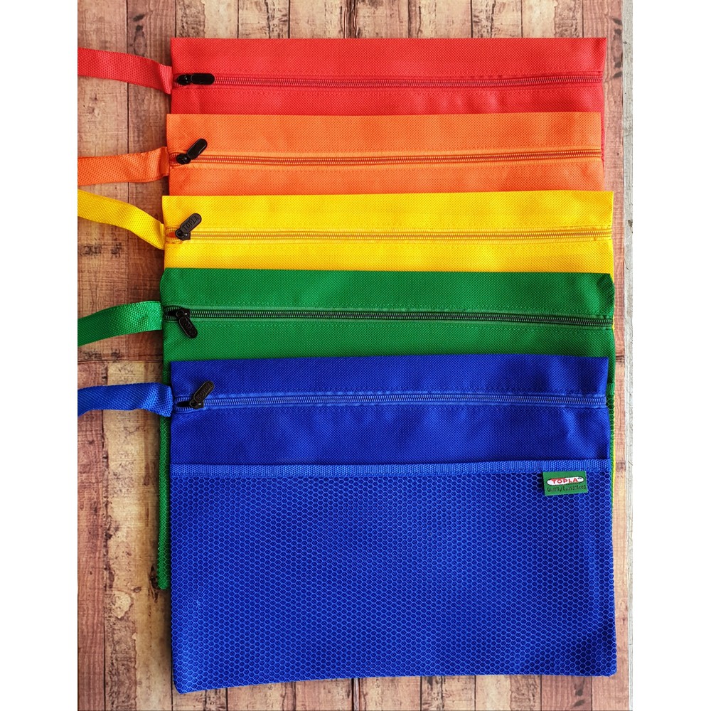 Zipper Bag 2 Sap A4 Topla Map Jaring Spunbon Map Kain Resleting 