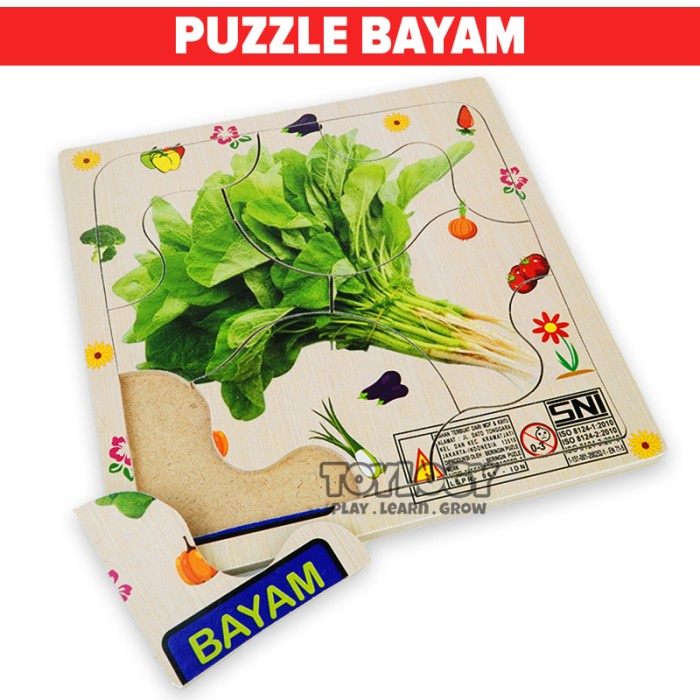 Jual Mainan Kayu Edukasi Puzzle Sayur Bayam Bongkar Pasang Wooden Toy ...