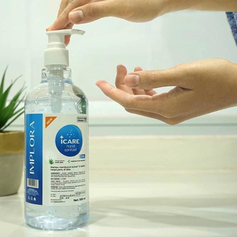 HAND SANITIZER GEL 500 ml IMPLORA ICARE PUMP OR REFILL INSTANT ...