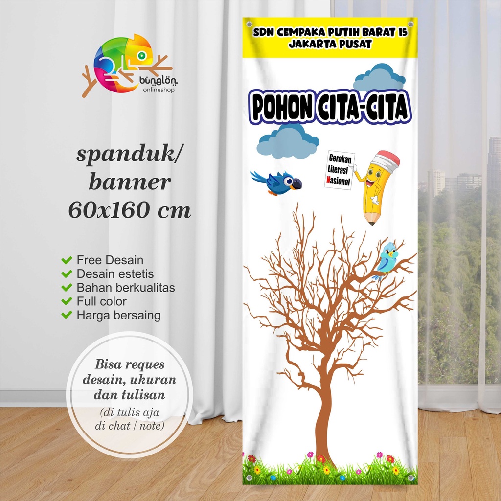 Jual Size 60x160 Spanduk, Banner Pohon Cita-Cita, Pohon Literasi ...