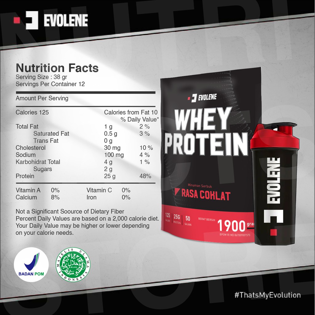 Evolene EvoWhey Protein 1900 Gram 50 Sachet | Shopee Indonesia
