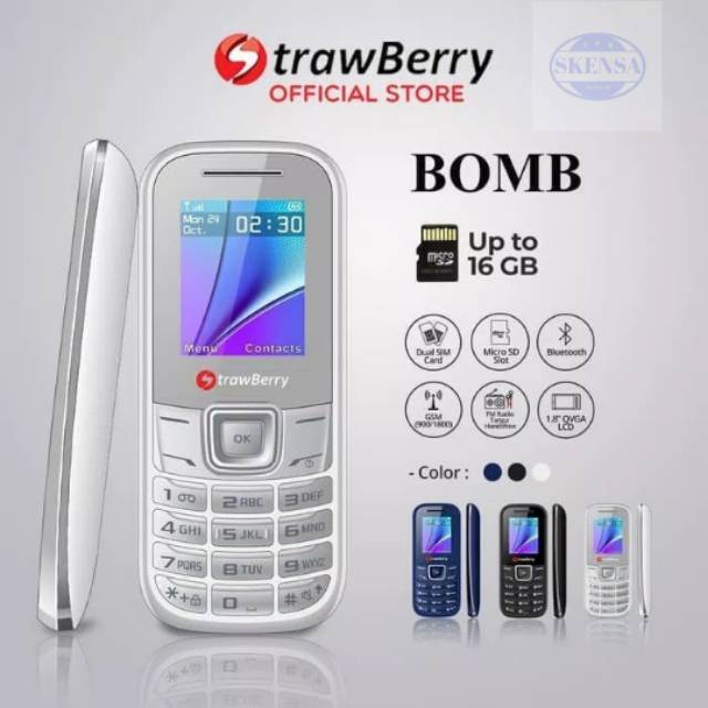 Jual STRAWBERRY BOMB 1205 (HANDPHONE CANDYBAR DUAL SIM BLUETOOTH ...