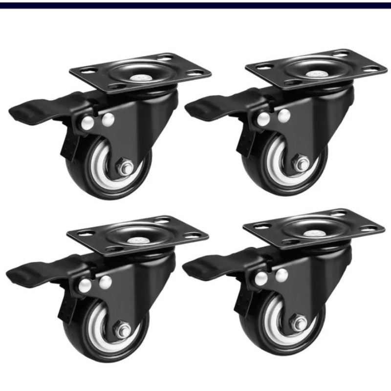 Jual Roda lemari /furniture /Rak tv pu black 2 inch putar+rem (harga 4 ...