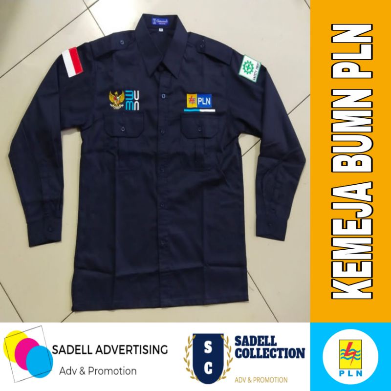 Jual Kemeja PDH BUMN PLN Seragam PDH BUMN PLN Navy Lengan Panjang Full Atribut | Shopee Indonesia