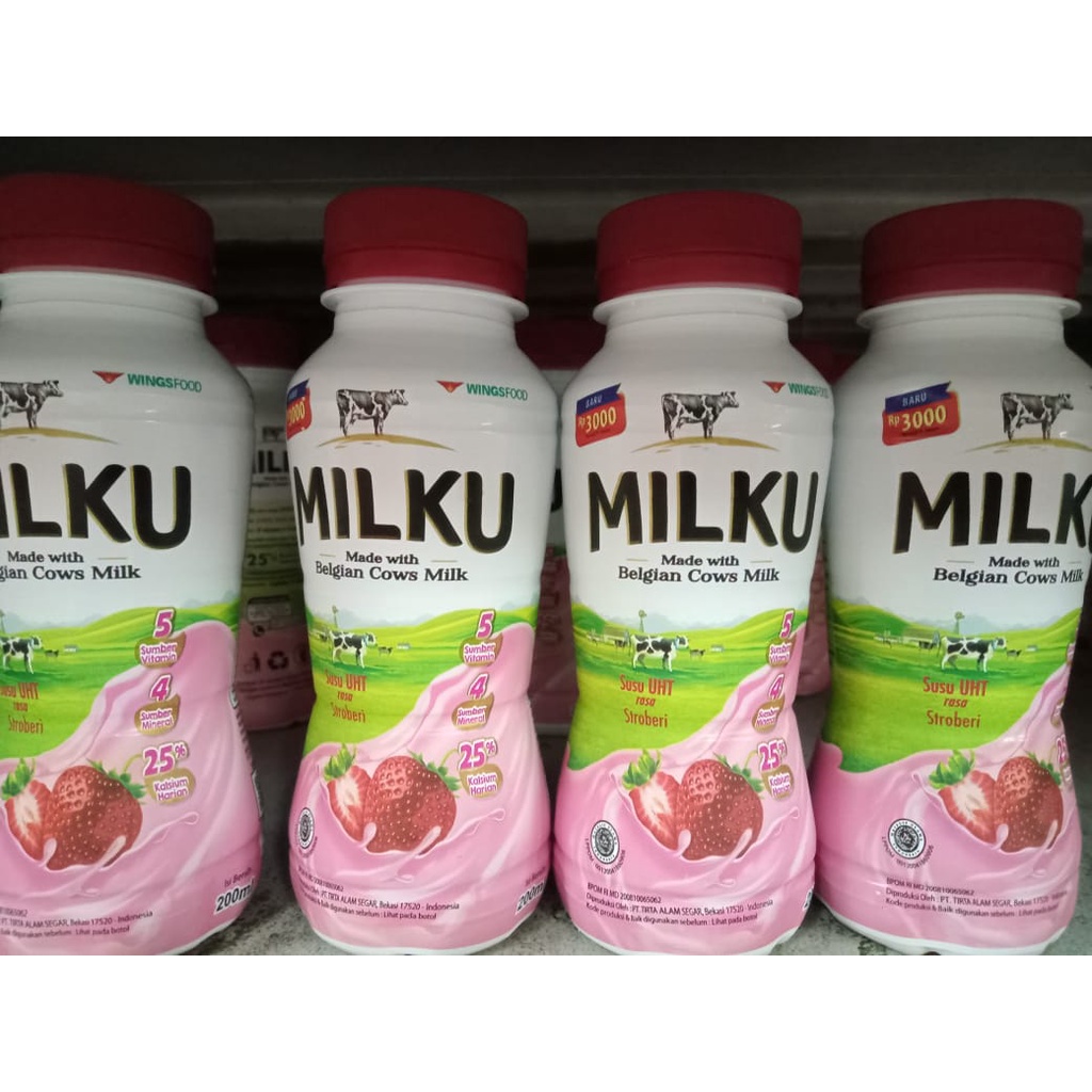 Jual Milku Minuman Susu Botol 200 ml Indonesia|Shopee Indonesia