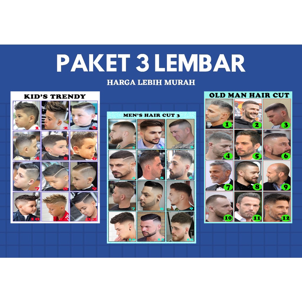 Jual 3 lembar Poster pangkas rambut anak / Model rambut pria / model ...