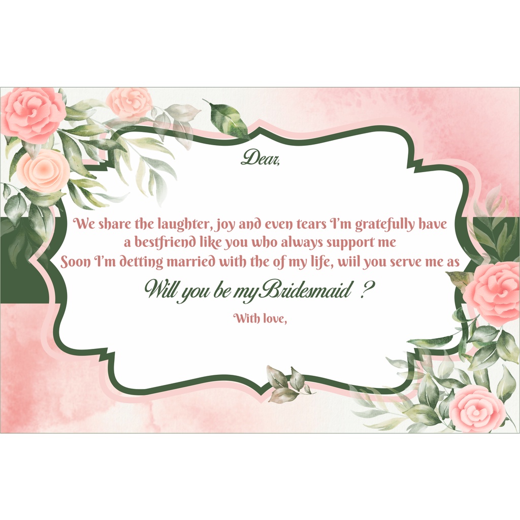 Jual (Ready Stock) Bridesmaid Card/Wedding Card/Kartu Bridesmaid/Kartu ...