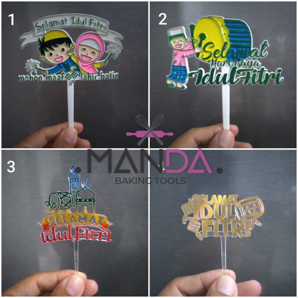 Jual Topper karakter kue tart puding tumpeng tusuk kue topper hari raya ...
