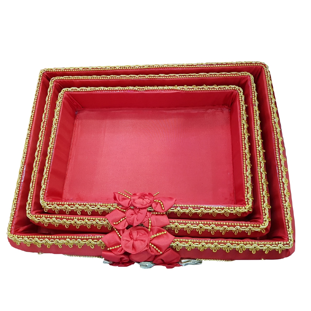 Jual Nampan Sangjit Wedding Serahan Bakul Antaran 40 Cm Merah Emas ...